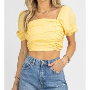Mable | Tops | New Mable Linen Puff Sleeve Openback Crop In Yellow ...